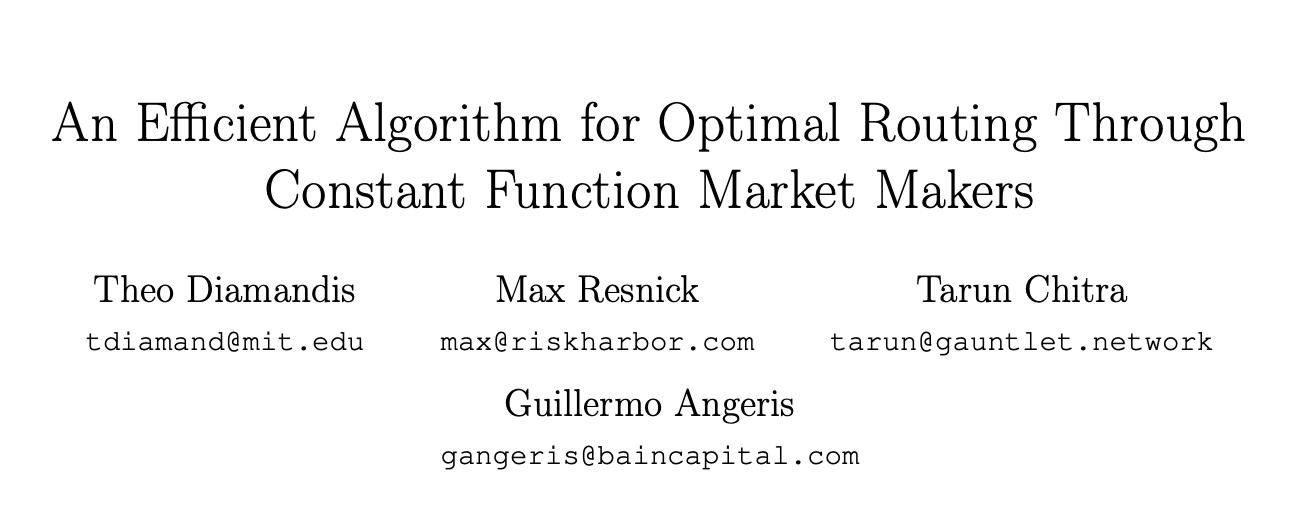 An Efficient Algorithm for Optimal Routing Through Constant Function ...