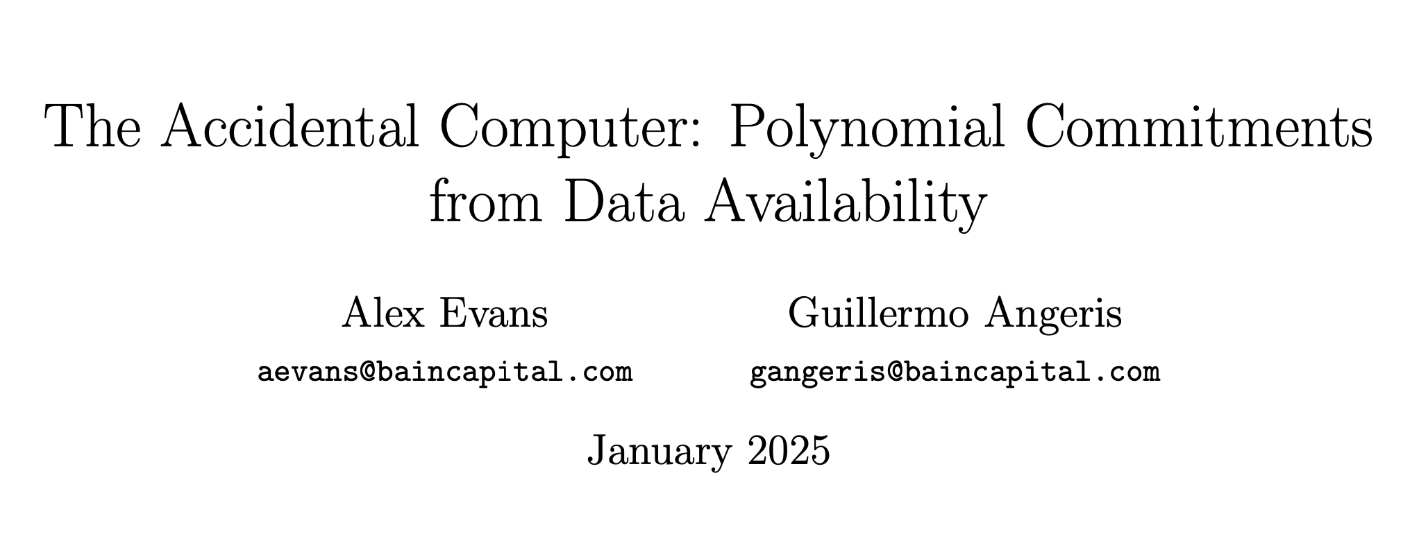 The Accidental Computer: Polynomial Commitments from Data Availability ...